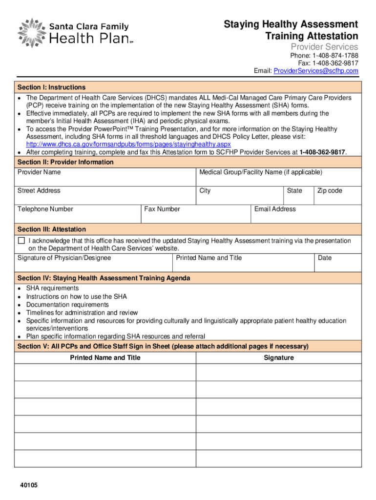 Fillable Online Staying Healthy Assessment Questionnaires - DHCS - CA ...