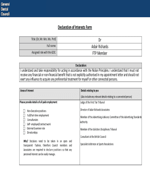 Fillable Online Adair Richards - Register of Interests form Fax Email ...