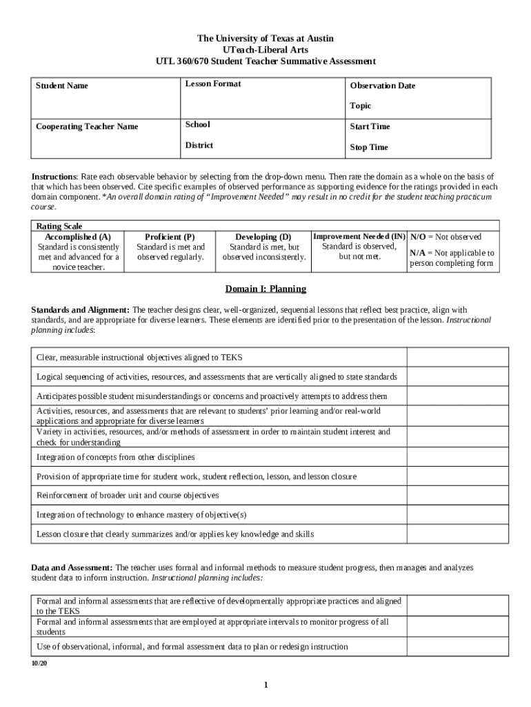 Student Assessments - COE Field Experiences Doc Template | pdfFiller