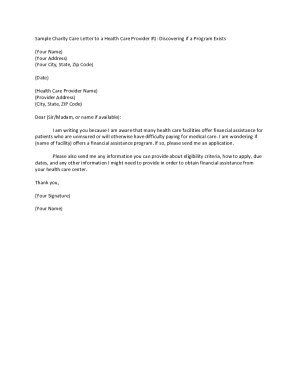 Fillable Online Sample Charity Care Letter to a Health Care Provider #1 ...