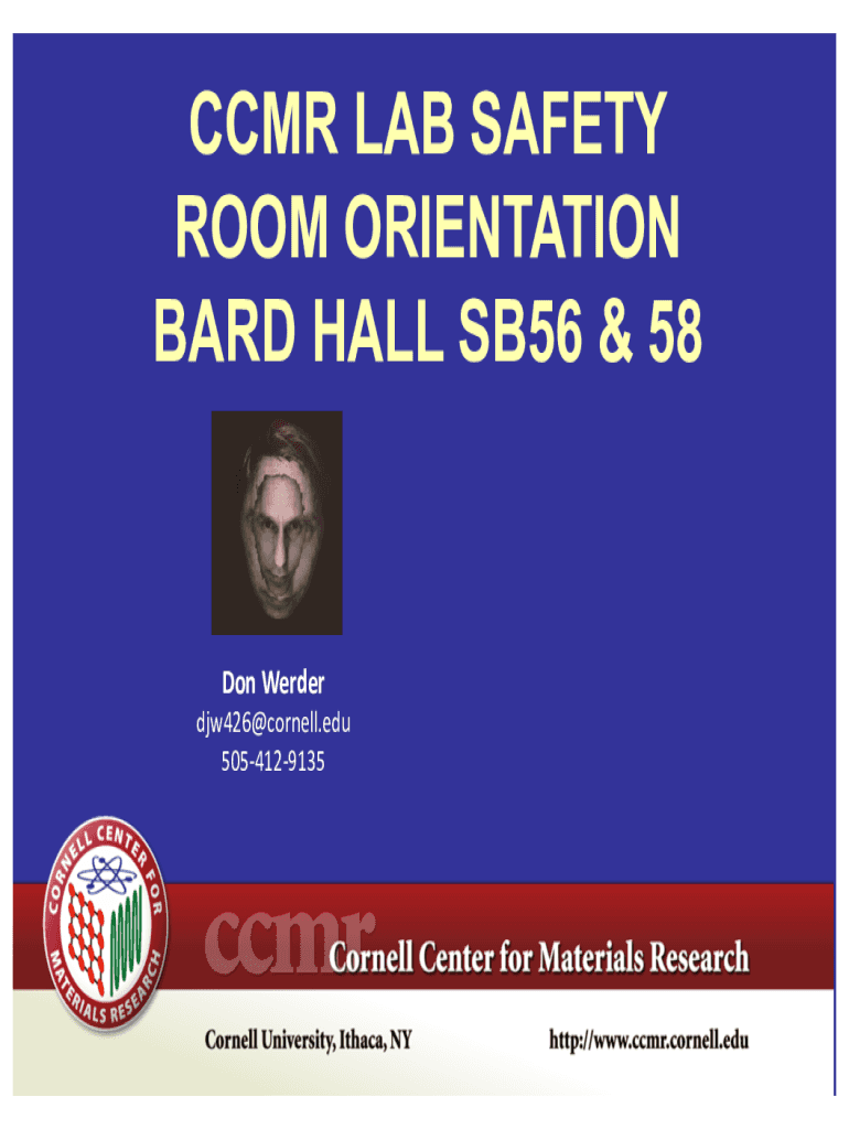 Fillable Online Fillable Online ccmr cornell CCMR LAB SAFETY Fax Email ...