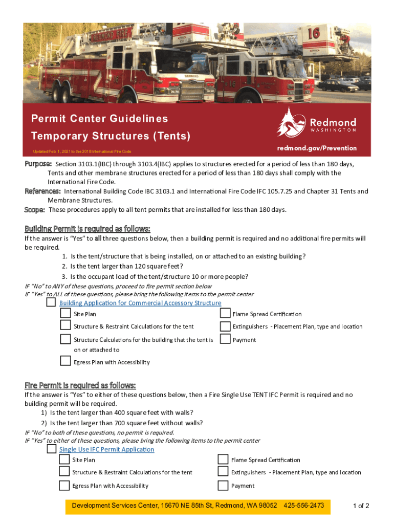Fillable Online Permit Center Guidelines Temporary Structures (Tents ...