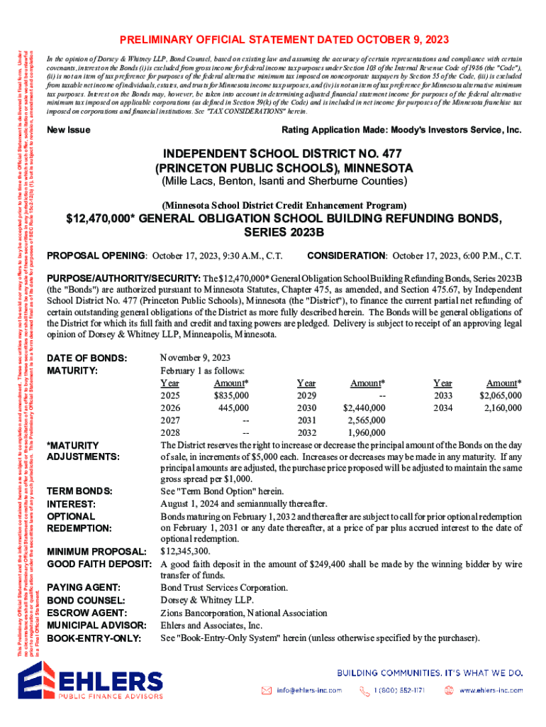 Fillable Online preliminary official statement dated april 13, 2023 ...