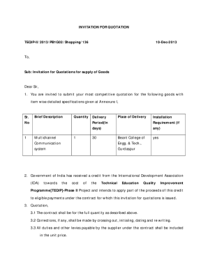 Fillable Online Fillable Online bcetgsp ac INVITATION FOR QUOTATION ...