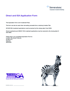 Fillable Online Investment ISA Application Form Fax Email Print - pdfFiller