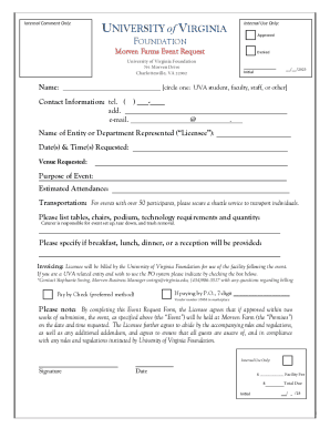 Fillable Online Morven Event Request Form - FOR USE WITH UVA GROUPS (redline with prior version ...