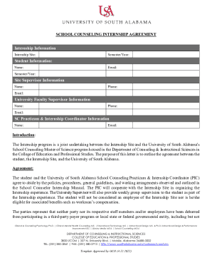 Fillable Online SCHOOL COUNSELING PRACTICUM AGREEMENT Sample ... Fax ...