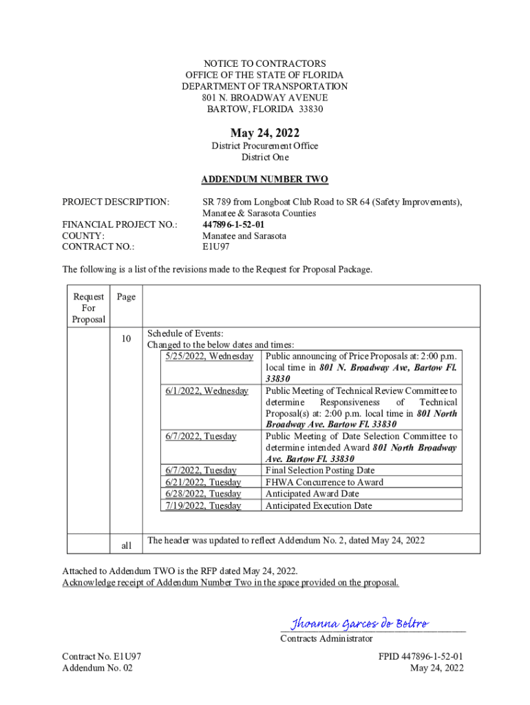 Fillable Online E1U97-Addendum No 2 Changes Form.docx Fax Email Print ...