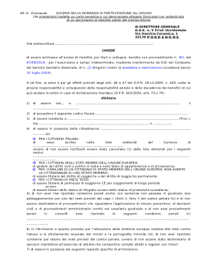 SCHEMA DELLA DOMANDA DI PARTECIPAZIONE ALL' ... Doc Template | pdfFiller