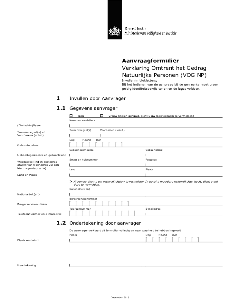 Invulbaar Online 1 Aanvraagformulier Verklaring Omtrent het Gedrag ... Faxnummer Email Afdrukken ...