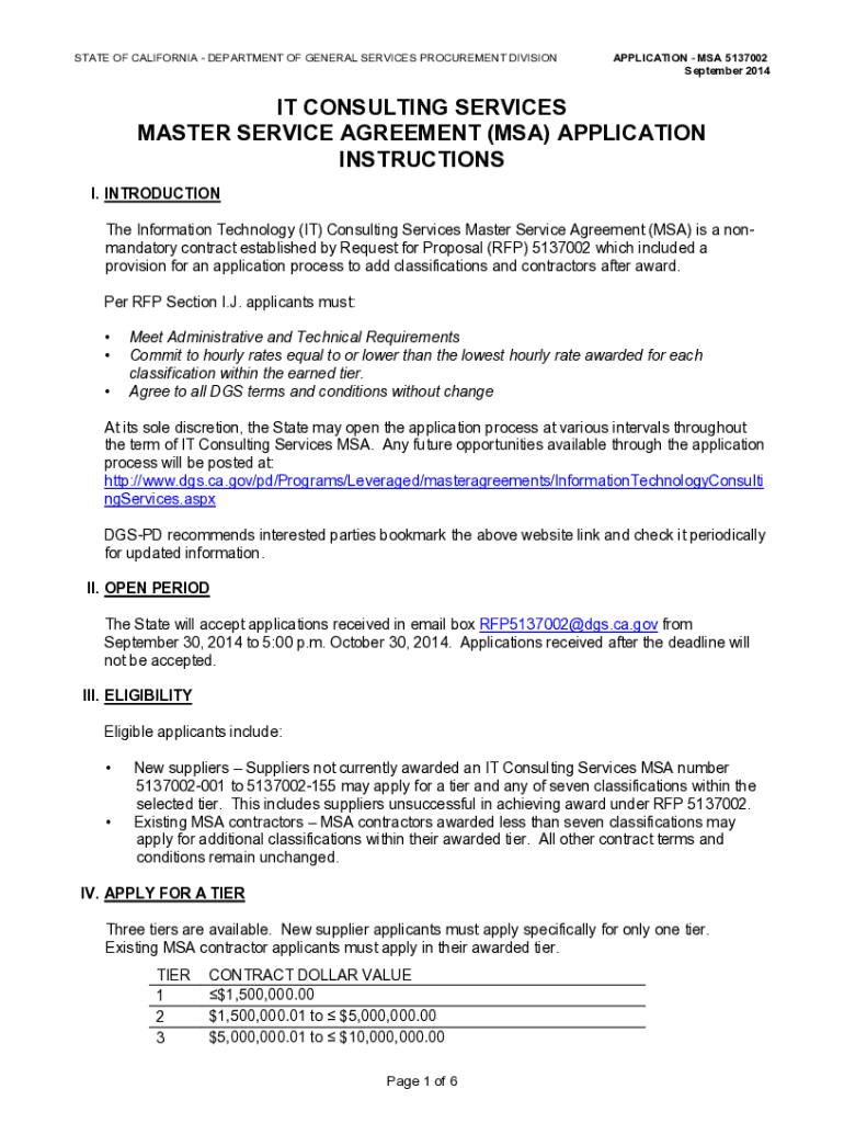 Fillable Online Get It Consulting Services Master Service Agreement Msa ...