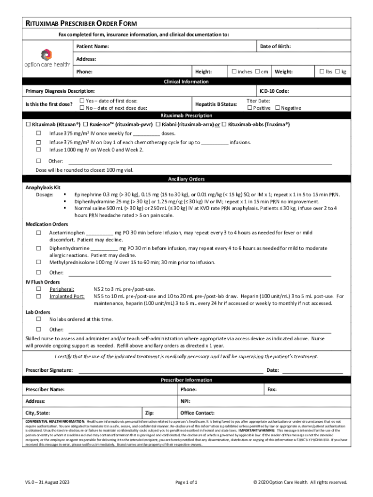 Fillable Online PRESCRIBER ORDER FORM Fax Email Print - pdfFiller