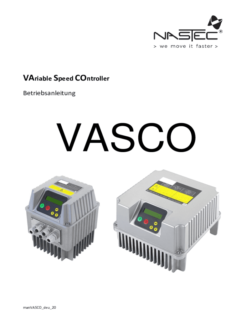 Ausfüllbar Online VASCO - Variable Speed Controller - Nastec Western Australia Fax Email Drucken ...