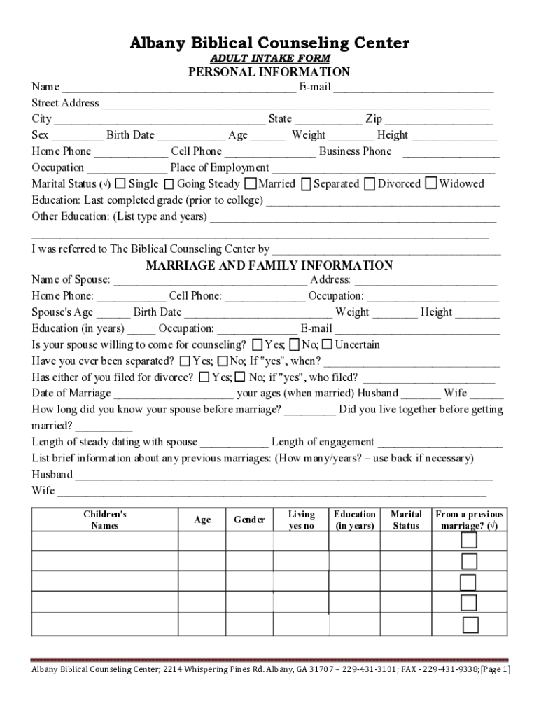 Fillable Online counseling-intake-form.pdf Fax Email Print - pdfFiller