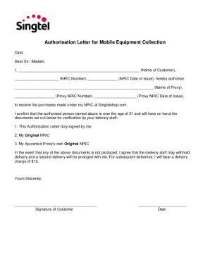 Singtel Authorisation Letter - Fill Online, Printable, Fillable, Blank ...