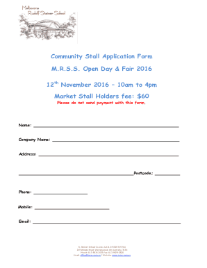 Fillable Online Community Market Stall Application Fax Email Print ...