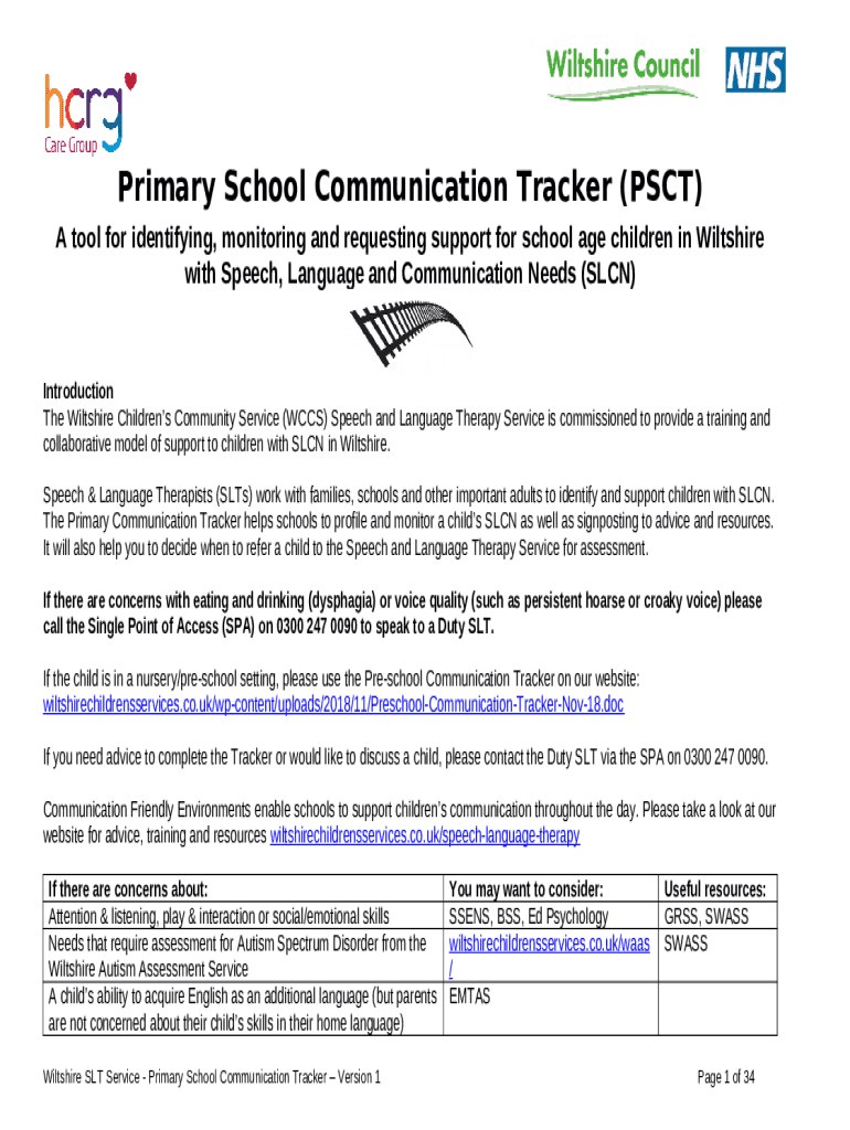 Primary School Communication Tracker Impact of Speech, ... Doc Template ...