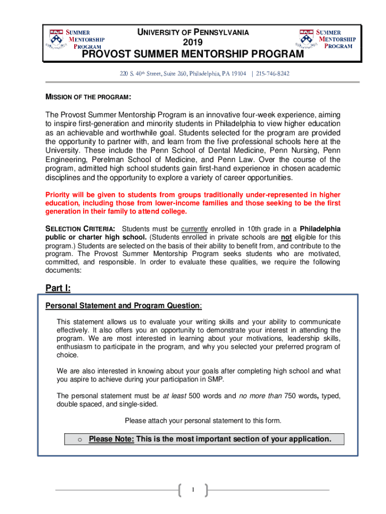 Fillable Online Summer Mentorship Program Introduces High School ...