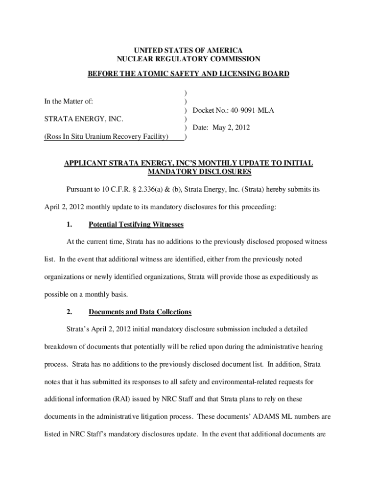 Fillable Online Atomic Safety and Licensing Board Panel; In the Matter of ... Fax Email Print ...