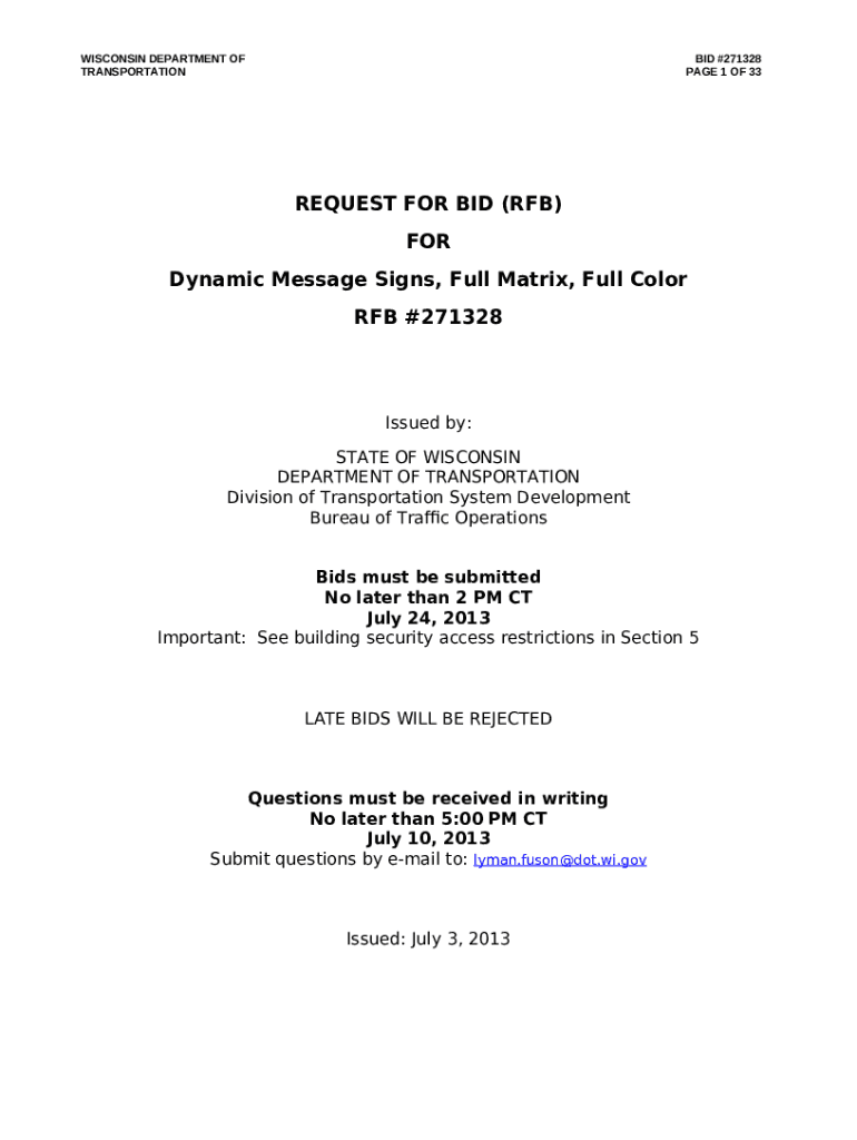 REQUEST FOR BID (RFB) FOR Dynamic Message Signs, ... - trust dot state ...