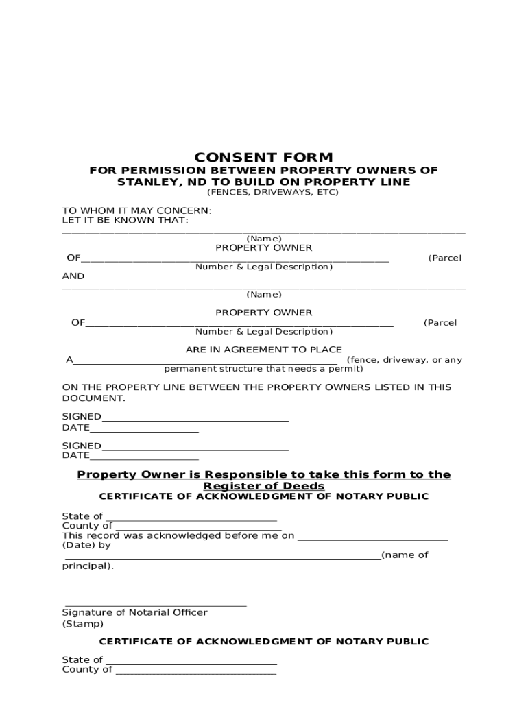 consent for permission between property owners of ... Doc Template ...