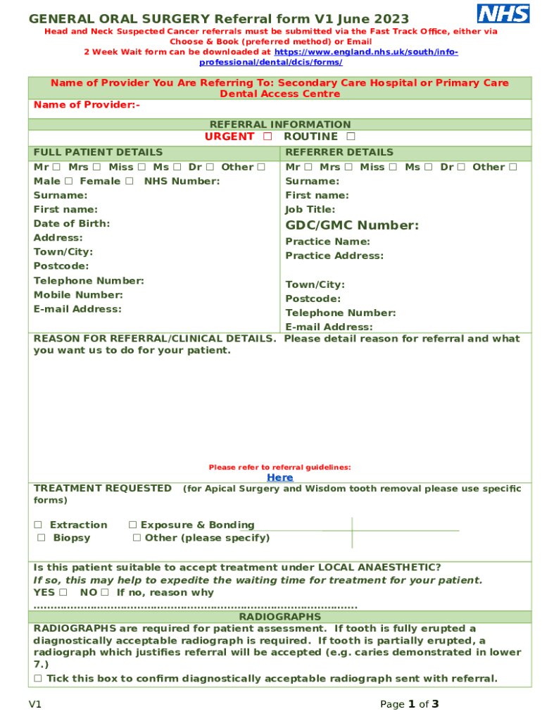 Head and Neck Suspected Cancer referrals must be ... Doc Template ...