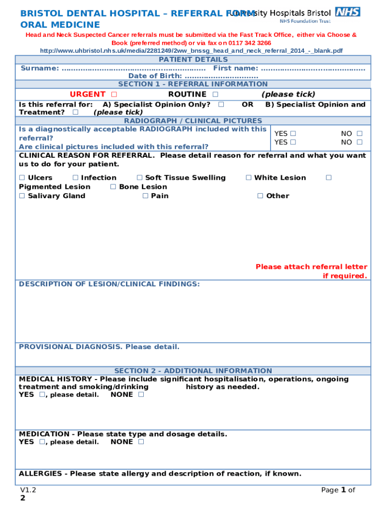 Audit of referrals for head and neck cancer Doc Template | pdfFiller