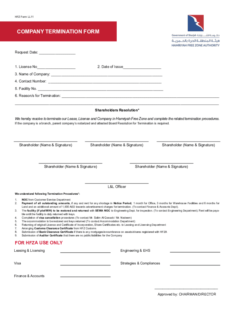 Fillable Online COMPANY TERMINATION FORM Fax Email Print - pdfFiller