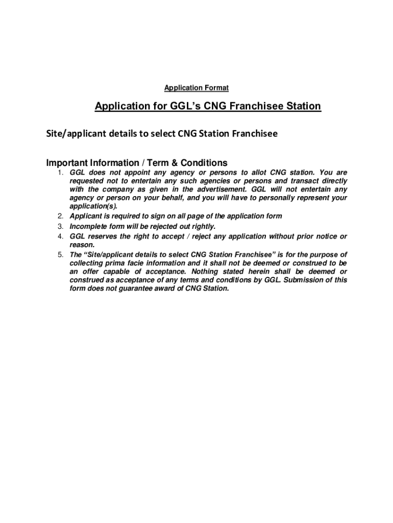 Fillable Online Application Form For Offer Of Land For Setting Up CNG ...