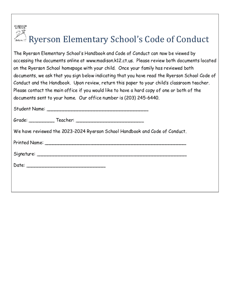 Fillable Online Ryerson Code of Conduct Acknowledgement Form. Form Fax ...