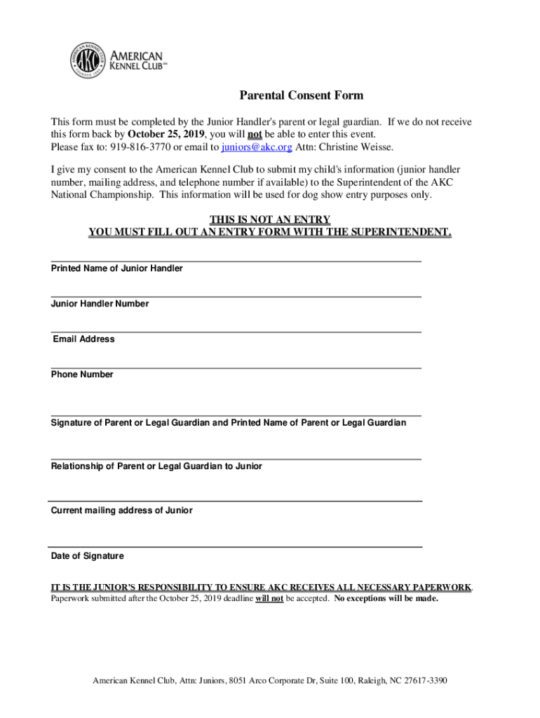 Fillable Online Parent / Legal Guardian Consent Form Junior Membership Fax Email Print - pdfFiller