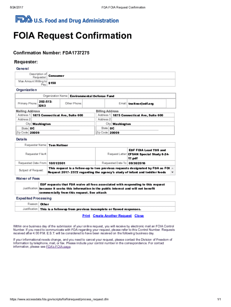 Fillable Online blogs edf EDF FOIA Lead TDS and CFSAN Special Study ...