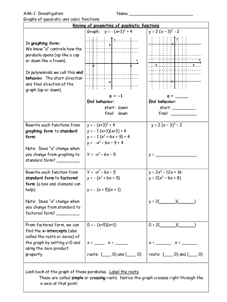 Fillable Online Graph Quadratic Functions Using Properties Fax Email Print Pdffiller