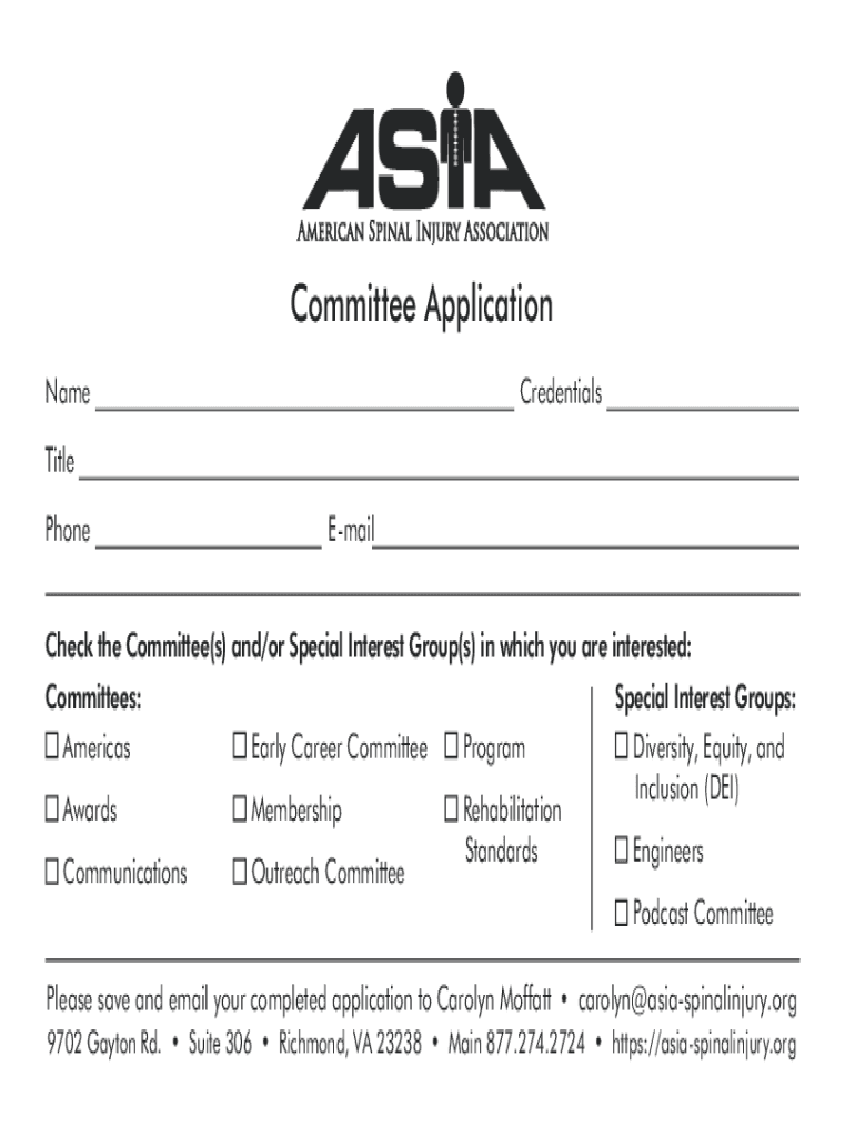 Fillable Online 2023 ASIA Committee Form Fillable Fax Email Print ...