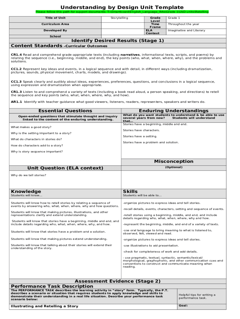 Illustrating and Retelling a Story Doc Template | pdfFiller
