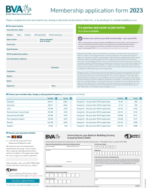 Fillable Online BVA Membership Application Form Fax Email Print - pdfFiller
