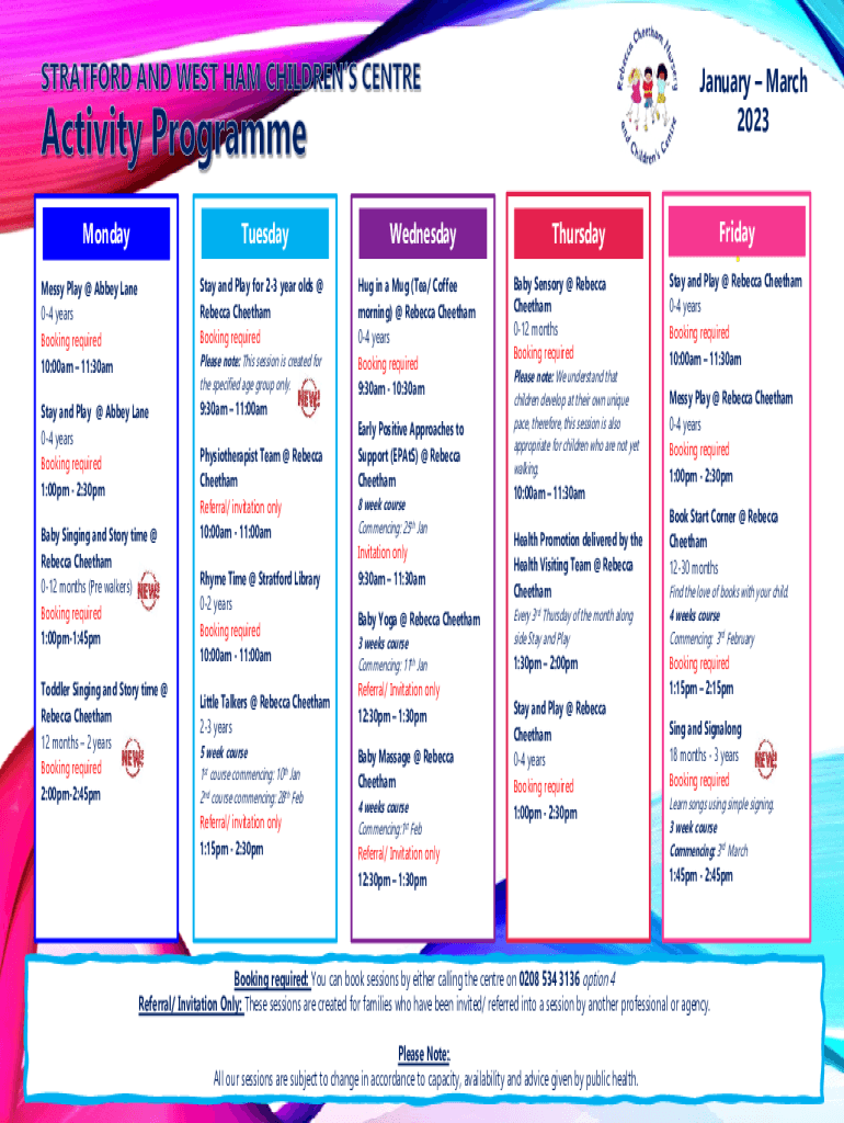 Fillable Online Rebecca Cheetham Nursery & Children's Centre - About Us ...