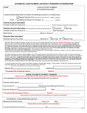 Fillable Online Automatic Loan Payment (Autopay) Transfer Authorization Fax Email Print - pdfFiller