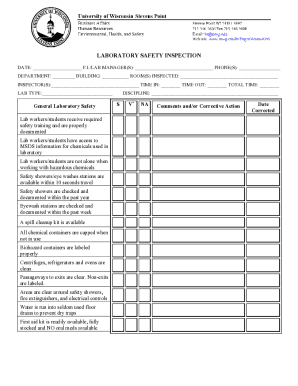 Fillable Online Laboratory Safety Inspection Form. ... Fax Email Print ...