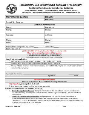 Fillable Online HVAC & Electrical Permit Application Furnace and/or Air ...