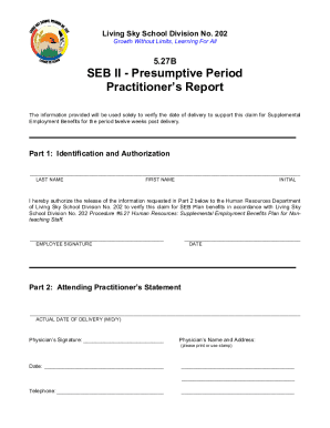 Fillable Online 5.27B SEB Plan Form II - Presumptive Period ...