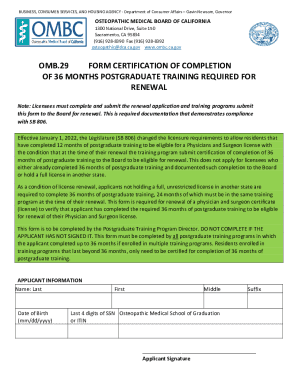 Fillable Online OMB. 29 Form Certification of Completion of 36 Months ...