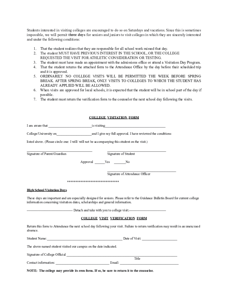 Fillable Online When to Visit Colleges - BigFuture Fax Email Print ...