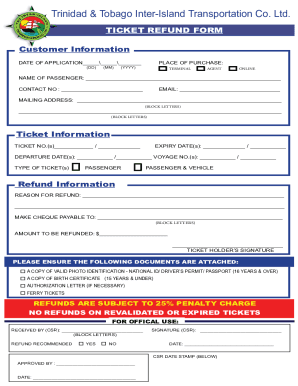 Fillable Online letter of authorization for refund of ferry tickets Fax ...