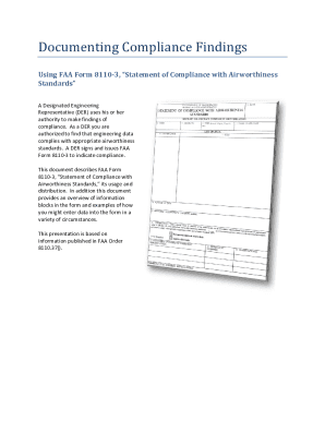 Fillable Online Documenting Compliance Findings. Using FAA Form 8110-3 ...