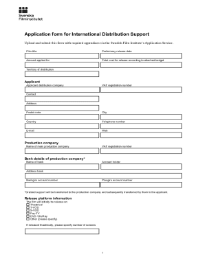Fillable Online International distribution support application form Fax ...