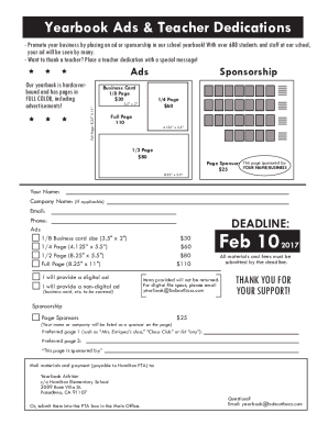 Fillable Online yearbook ads form for businesses 2016-2017 v1 Fax Email ...