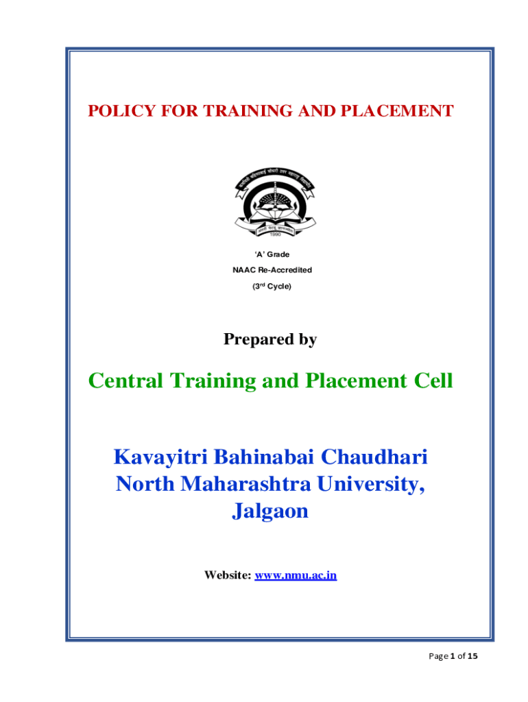 Fillable Online Policy for Training and Placement Fax Email Print ...