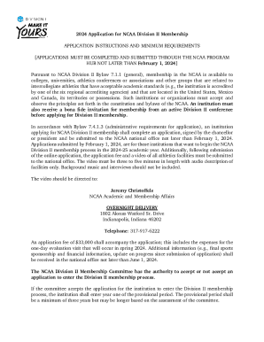Fillable Online 2024 Application for NCAA Division II Membership Fax ...