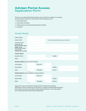 Fillable Online Adviser Portal Access Application Form Fax Email Print ...